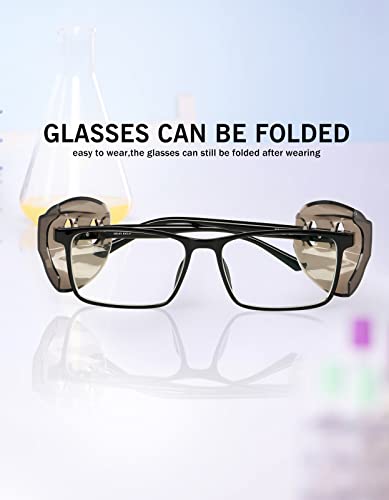 2 Pairs Eye Glasses Side Shields, Flexible Slip on Side Shields for Prescription Glasses Fits Small to Medium Eyeglasses (Brown-2)