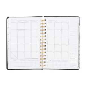 russell+hazel 2022-2023 A5 Academic Weekly Planner, Office Supplies, Black Vegan Leather, with Stickers, 5.625" x 8.25"