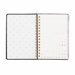 russell+hazel 2022-2023 A5 Academic Weekly Planner, Office Supplies, Black Vegan Leather, with Stickers, 5.625" x 8.25"