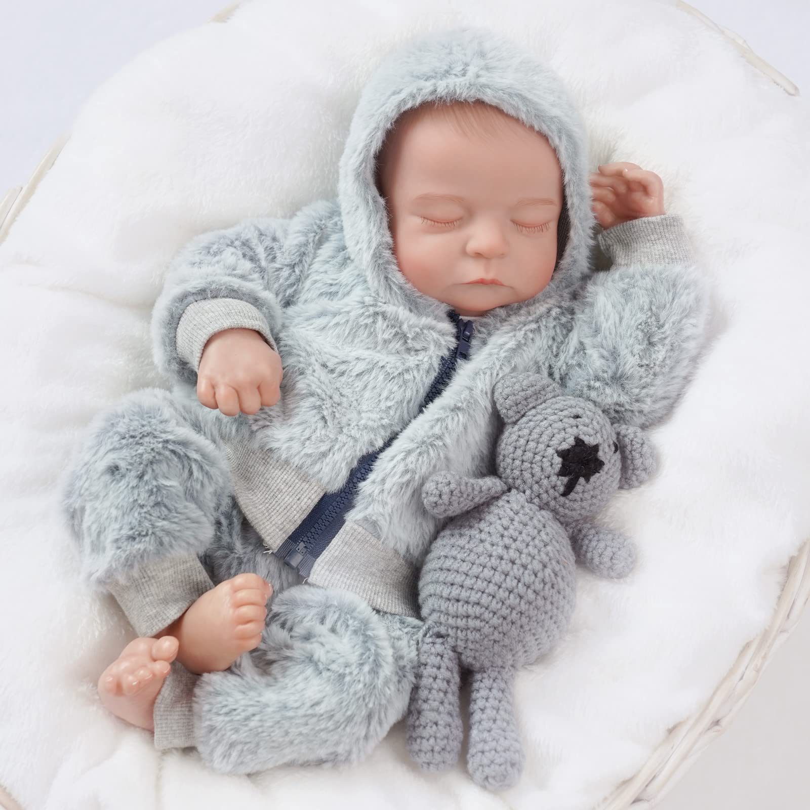 BABESIDE Lifelike Reborn Baby Dolls Boys - 17-Inch Real Baby Feeling Realistic-Newborn Full Body Vinyl Anatomically Correct Real Life Baby Dolls with Toy & Gift Box for Kids Age 3 +