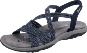 skechers women's, reggae slim - turn it up sandal navy 7 m