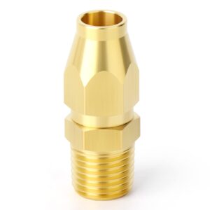 GASHER 5PCS Brass Pneumatic Replacement Fitting, Reusable Hose End Repair Fitting 1/4" Barb（Suitable for 1/4" ID，5/16" OD air hose) x 1/4" NPT Rigid