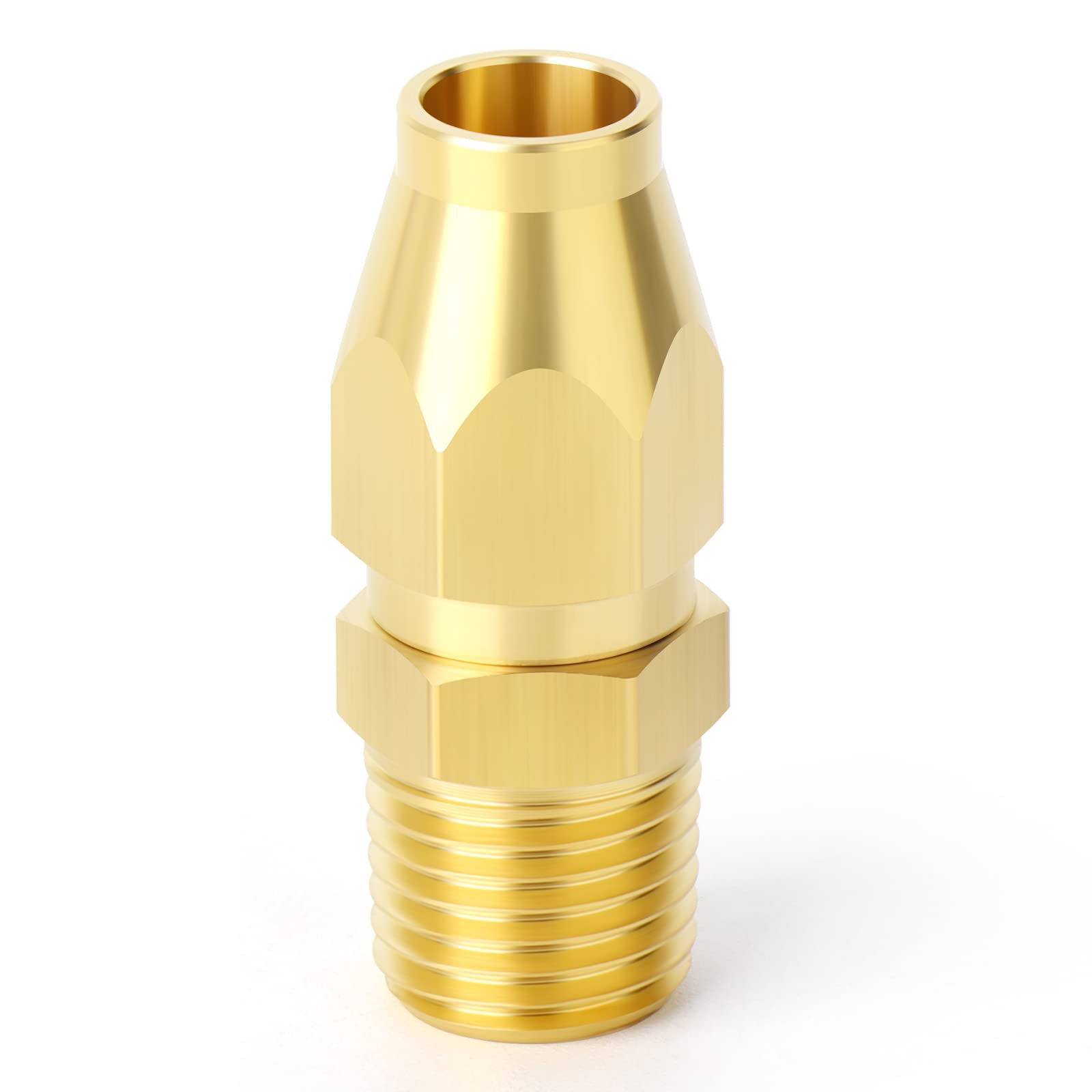 GASHER 5PCS Brass Pneumatic Replacement Fitting, Reusable Hose End Repair Fitting 1/4" Barb（Suitable for 1/4" ID，5/16" OD air hose) x 1/4" NPT Rigid