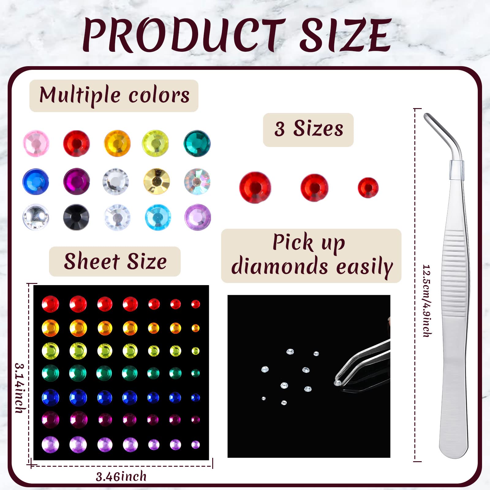 9 Sheets Bindi Dots Nose Stud Stickers Body Face Eye Ear Fake Crystals Gems Jewelry Self Adhesive Fake Nose Ring Stud Rhinestones Non Piercing for Women Girl Makeup Party Accessory Decoration