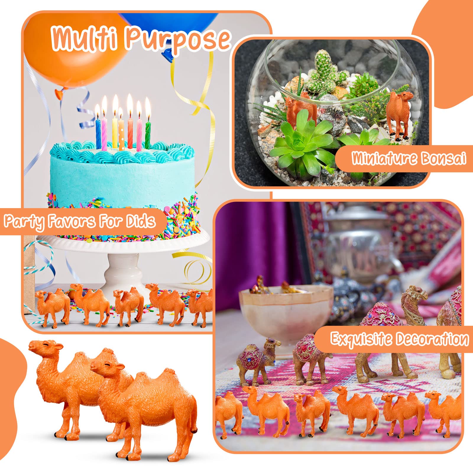 24 Pcs Camel Figurines Hand Painted Miniature Animal Statue Desert Camel Figures Animal Figurines Toys Camel Models for Table Desktop Cake Toppers Collection Home Ornaments Decor