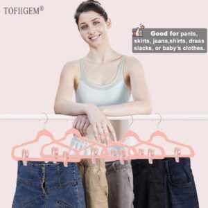 TOFIIGREM Light Pink Velvet Hangers Clips 20 PCS, Non-Slip Velvet Clip for Pant Skirt Velvet Hangers, Strong Baby Kids Velvet Hangers Clips