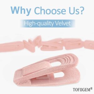 TOFIIGREM Light Pink Velvet Hangers Clips 20 PCS, Non-Slip Velvet Clip for Pant Skirt Velvet Hangers, Strong Baby Kids Velvet Hangers Clips