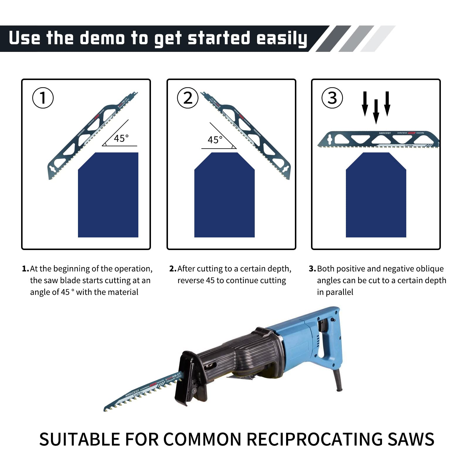 18-Inch Reciprocating Saw Blade-Demolition Masonry Wood Cutting Sawzall Pruning Blades Hard Alloy Saw Blades for Cutting Brick, Porous Concrete (455mm/18")