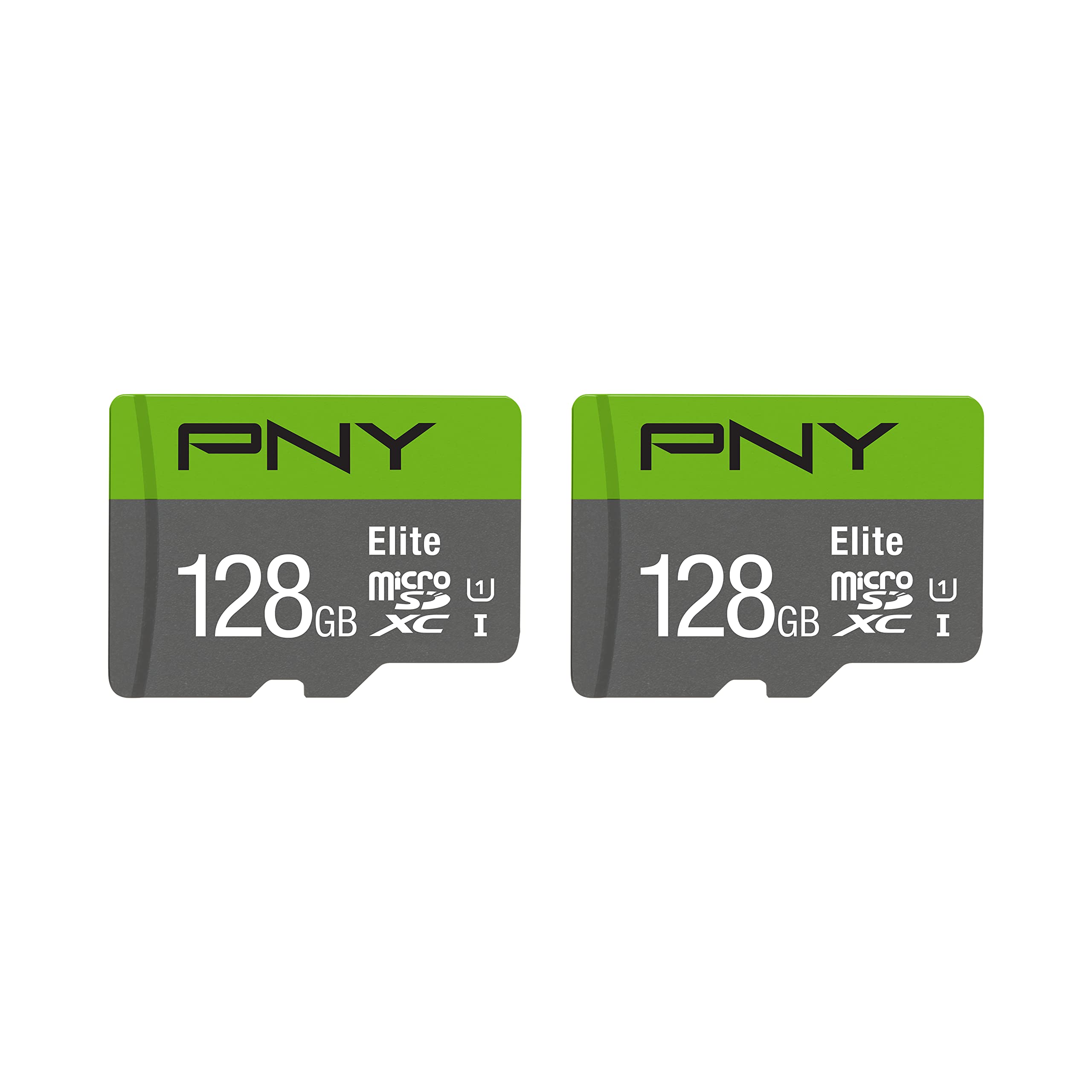 PNY 128GB Elite Class 10 U1 microSDXC Flash Memory Card 2-Pack - 100MB/s, Class 10, U1, Full HD, UHS-I, micro SD