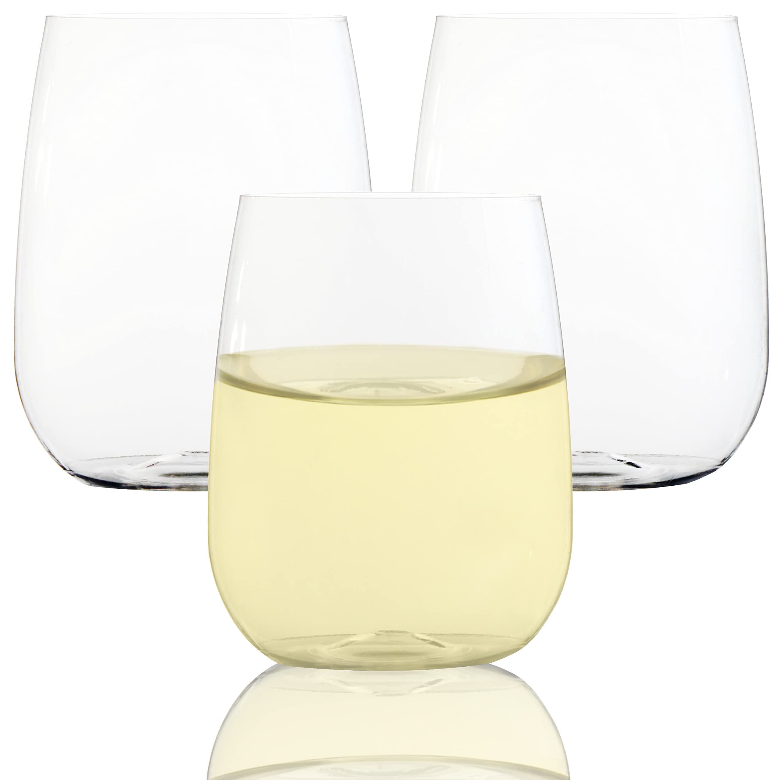 Youngever 9 Pack Plastic White Wine Glasses, 15 Ounce Shatterproof Wine Glasses