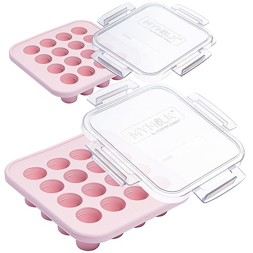 Souper Cubes MyMilk Baby Food Freezer Tray With Lid - 1/2 Oz Silicone Breast Milk Freezer Tray - Perfect Storage Container for Baby Food, Purees, and Breast Milk - Pink