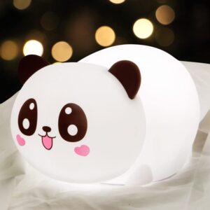 aultra panda night light for kids, color changing kids night light panda lamp, panda room decor for girls cute night light, silicone nursery baby night light, cute gifts for kids (panda)