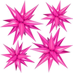 funtoob hot pink balloons star balloons metallic star foil balloons hot pink star cone balloons starburst balloon spike balloons for birthday graduation business event christmas decorations (50pcs)