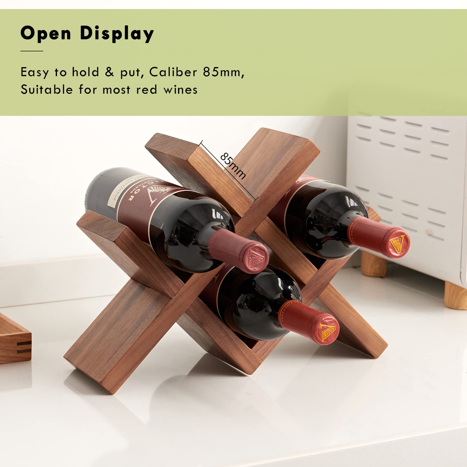 TRWISWDC Wine Rack Countertop Oak Wooden Wine Bottle Holder Rustic Free Standing Wine Storage Racks for Tabletop, Hutches and Display Cabinets - No Assembly Required (Walnut)