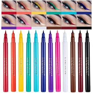 bestland 12 colors matte liquid eyeliner set rainbow colorful neon eyeliner pencil pigmented waterproof smudgeproof long lasting gel eye liner christmas makeup gift kit for women (set e)