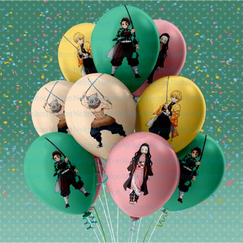 Nelton Party Supplies For D-Slayer Includes Backdrop - Cake Topper - 24 Cupcake Toppers - 20 Balloons - Table Cloth - Banner