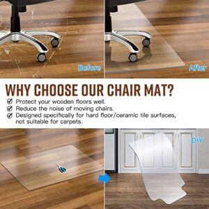 Clear Floor Mat for Office Chair - 48"×36" Plastic Chair Mat for Hardwood/Tile Floors, Multi-Purpose Non-Slip Computer & Desk Chair Mat, Heavy Duty Floor Protector for Rolling Chair Home Office -1.5mm