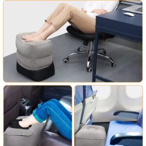 BLABOK Inflatable Foot Rest for Air Travel, Airplane Footrest Adjustable Height Travel Foot Pillow for Kids & Adults on Plane,Car,Train,Office (Grey)