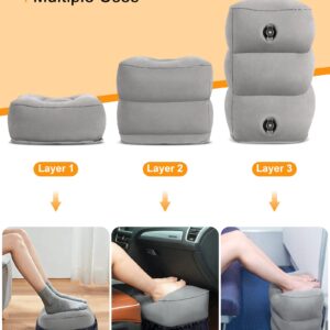 BLABOK Inflatable Foot Rest for Air Travel, Airplane Footrest Adjustable Height Travel Foot Pillow for Kids & Adults on Plane,Car,Train,Office (Grey)