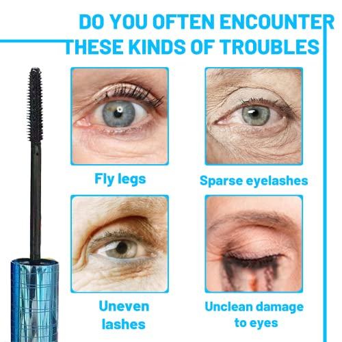 Mascara for Older Women 60 Plus, Mascara for Seniors with Thinning Lashes Waterproof Mascara, Hypoallergenic Volumizing Mascara Black Volume and Length for Sensitive Eyes (1 Pack)