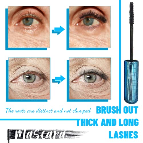 Mascara for Older Women 60 Plus, Mascara for Seniors with Thinning Lashes Waterproof Mascara, Hypoallergenic Volumizing Mascara Black Volume and Length for Sensitive Eyes (1 Pack)