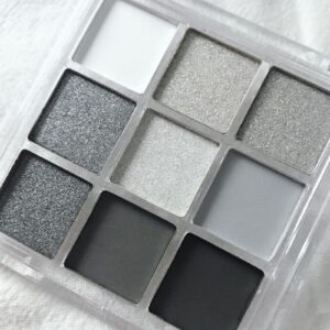 meicoly black smokey eye shadow palette, eye black 9 colors gray silver white matte glitter eyeshadow palette,pressed shimmer pigmented halloween goth pallet nake eye shadow sombras de ojos