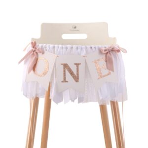 rose gold, blush & white highchair banner - 1st birthday banner, one highchair banner, one banner 1st birthday, 1st birthday highchair banner, 1st birthday party decoration