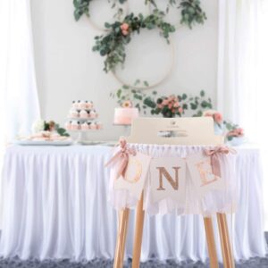 Rose Gold, Blush & White Highchair Banner - 1st Birthday Banner, One Highchair Banner, One Banner 1st Birthday, 1st Birthday Highchair Banner, 1st Birthday Party Decoration