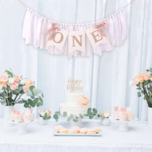 Rose Gold, Blush & White Highchair Banner - 1st Birthday Banner, One Highchair Banner, One Banner 1st Birthday, 1st Birthday Highchair Banner, 1st Birthday Party Decoration