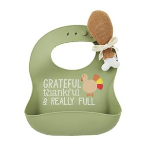 mud pie thanksgiving silicone bib set, green