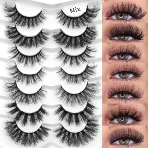 iflovedekd 7 styles false eyelashes 7 pairs eyelashes natural look 3d fake eyelashes 100% handmade long lashes natural look dramatic lashes pack reusable natural lashes soft fluffy eye lashes