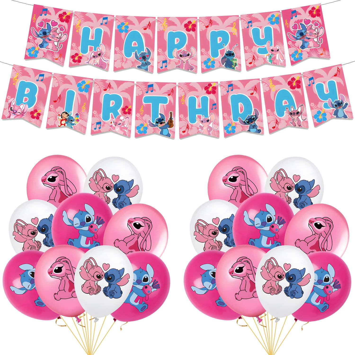 OULUN Lilo and Stitch Birthday Party Supplies Includes Banner Balloons Cake Decor