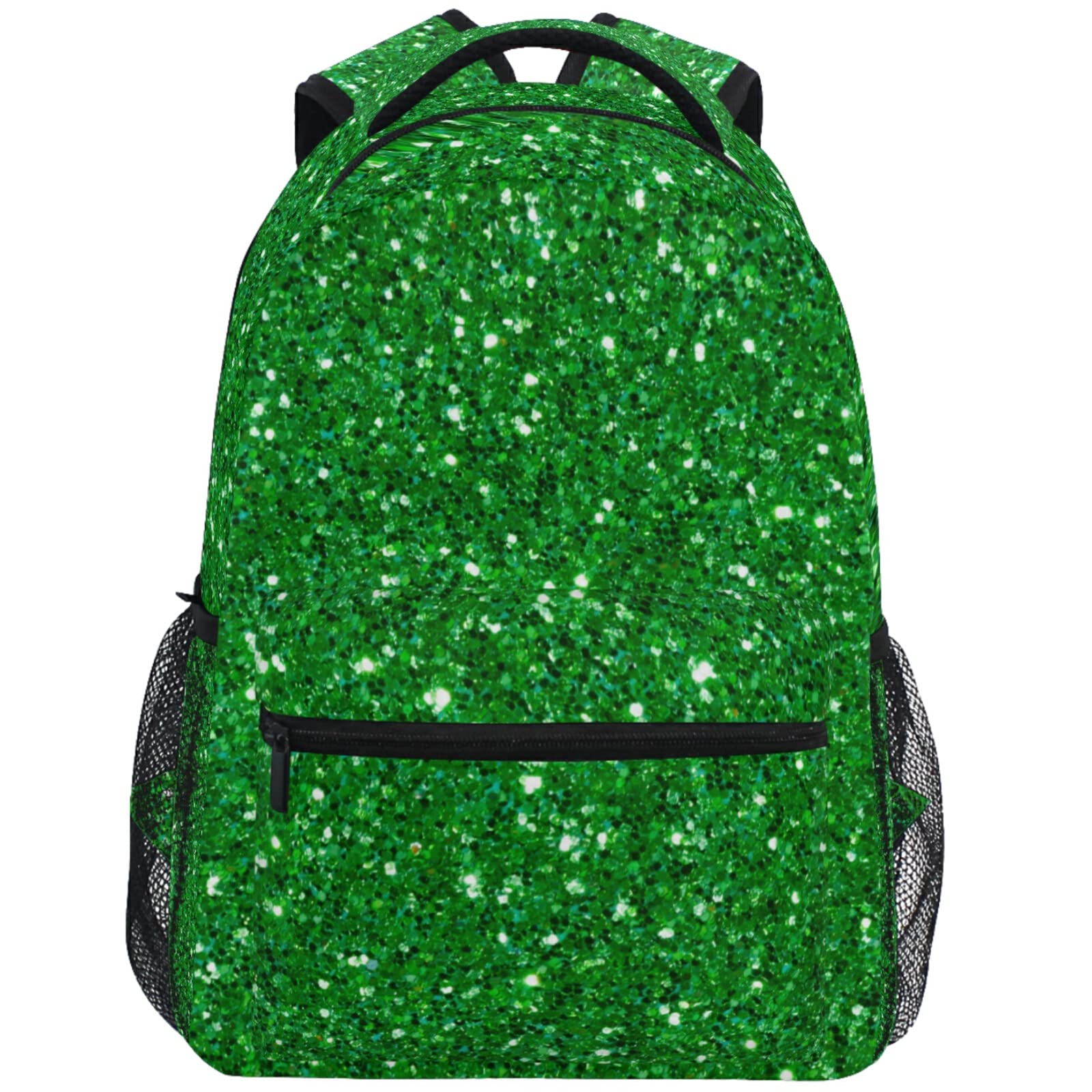 Pfrewn Green Glitter Backpacks for Girls Teens Women School Bookbags Backpack for Kids Students