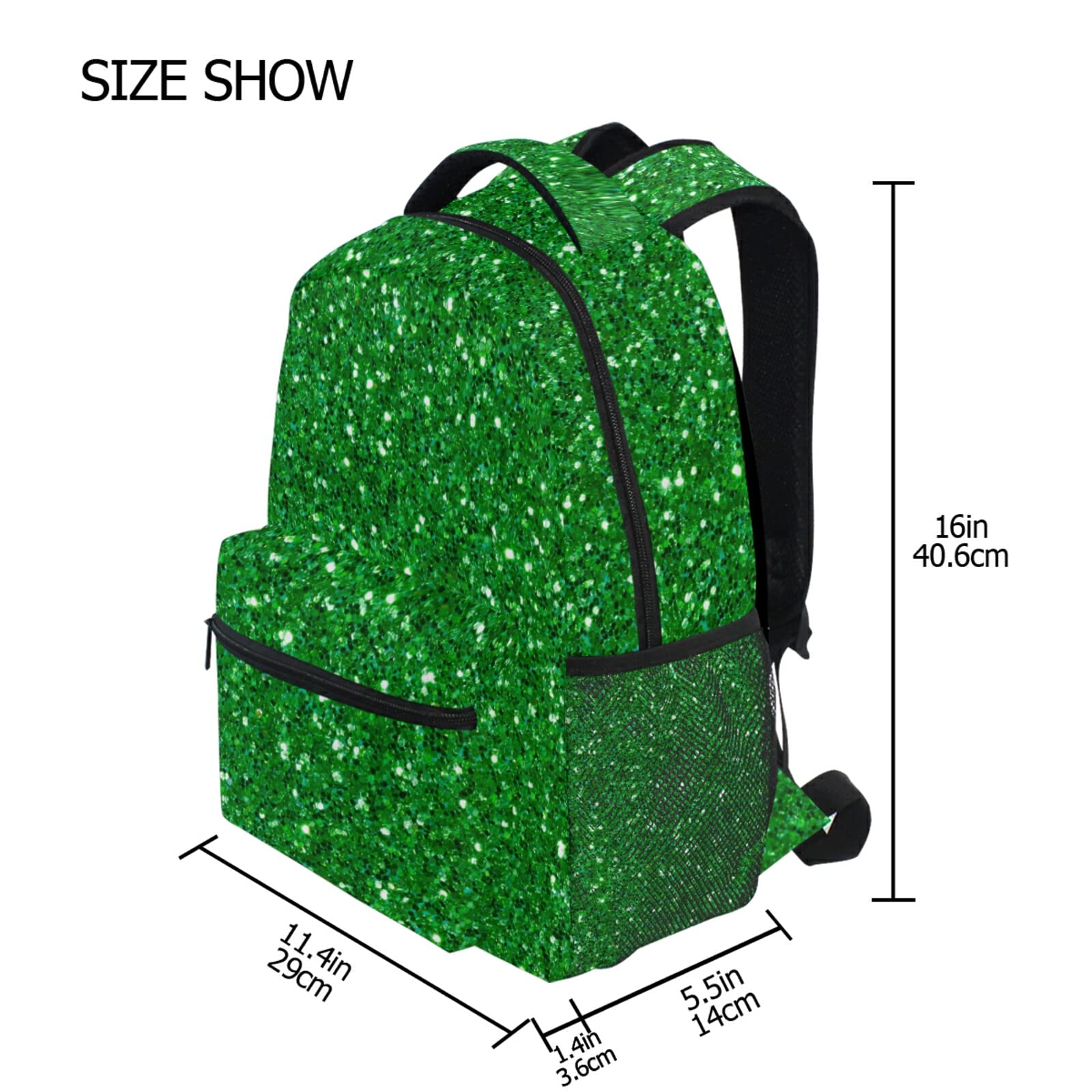 Pfrewn Green Glitter Backpacks for Girls Teens Women School Bookbags Backpack for Kids Students