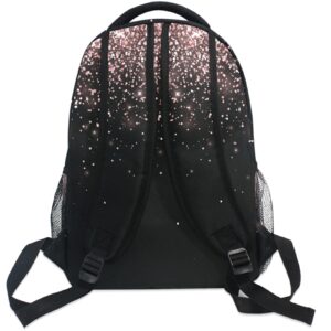 Pfrewn Rose Gold Black Glitter Backpacks for Girls Teens Women School Bookbags Backpack for Kids Students