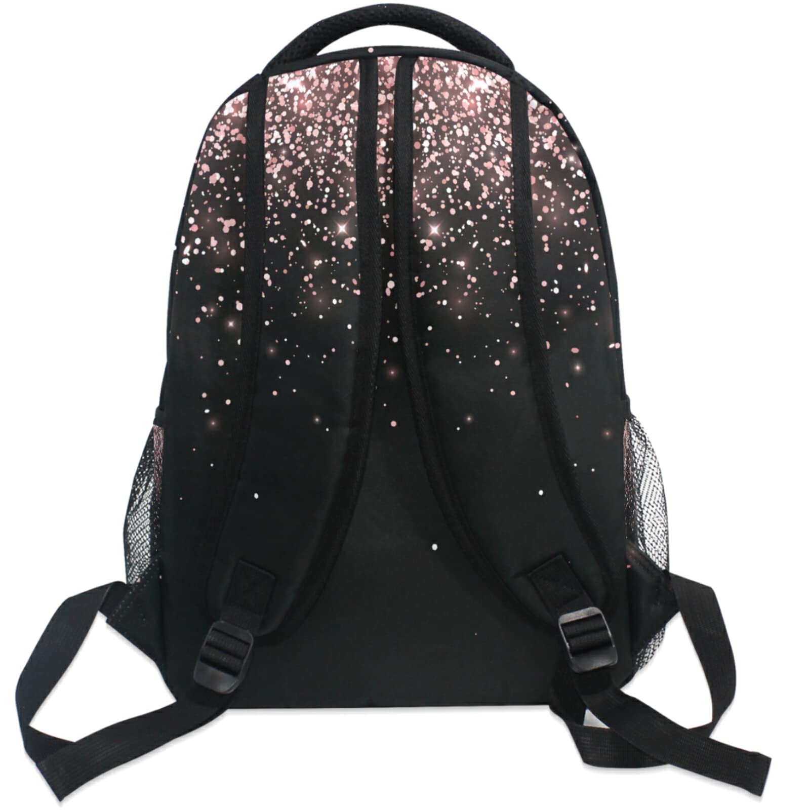 Pfrewn Rose Gold Black Glitter Backpacks for Girls Teens Women School Bookbags Backpack for Kids Students