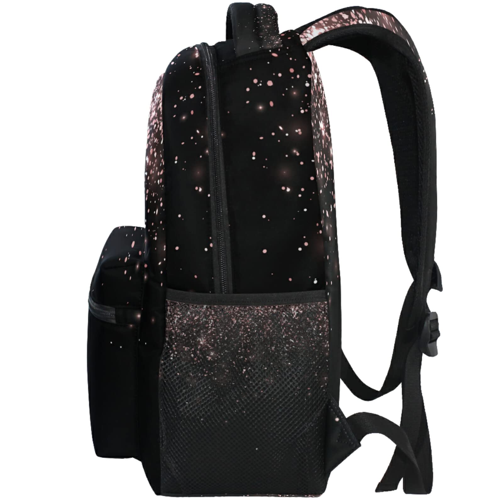 Pfrewn Rose Gold Black Glitter Backpacks for Girls Teens Women School Bookbags Backpack for Kids Students