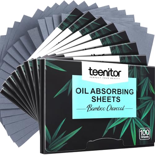 Teenitor Oil Blotting Sheets for Face,Oil Absorbing Facial Blotting Sheets For Oily Skin, 800 Count, Natural Bamboo Charcoal Face Blotting Paper, 3 7/8" and 2.75