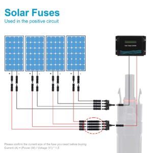 Leehitech 20A Solar Fuse Holder Inline with Male and Female Connector for Solar Panel and Solar Controller, Waterproof Solar Fuse Connector, Solar Surge Protection Device 5pcs