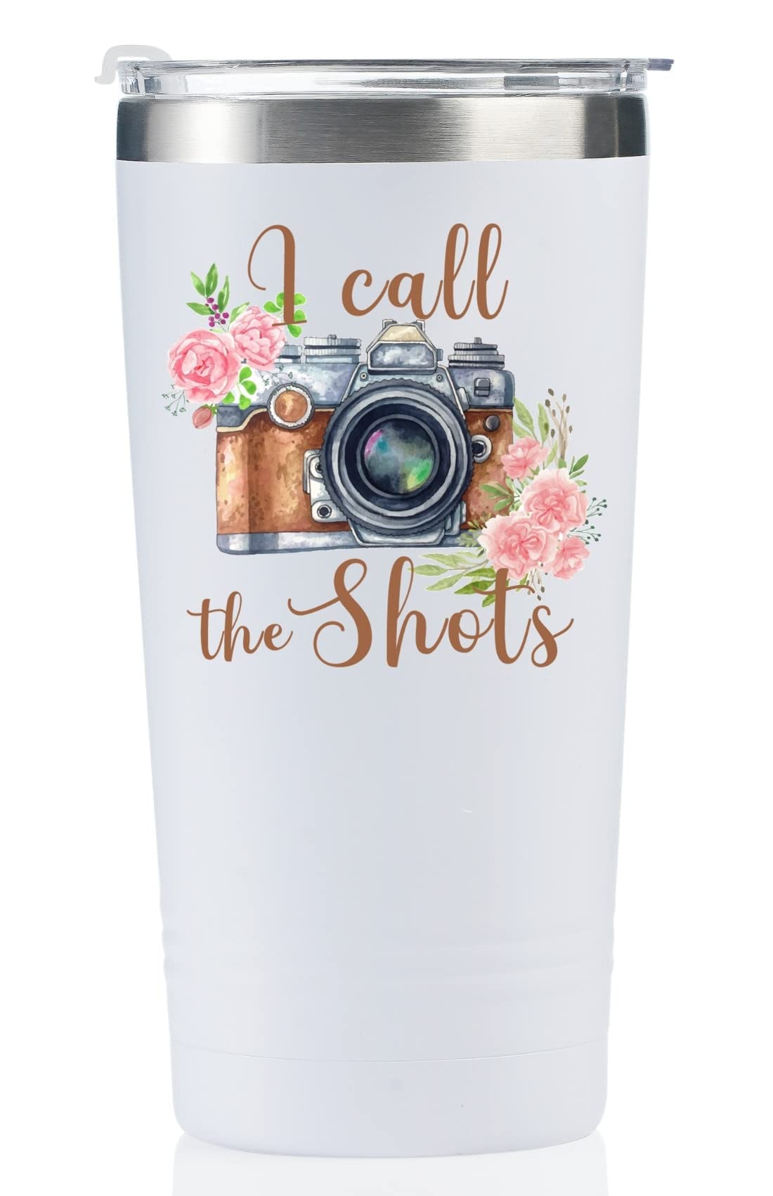 Onebttl Photography Gifts for Photographers for Women, 20oz Stainless Steel Insulated Wine Tumbler Mug with Lid - White