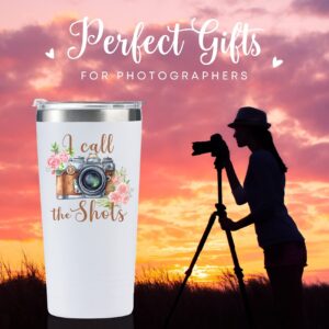 Onebttl Photography Gifts for Photographers for Women, 20oz Stainless Steel Insulated Wine Tumbler Mug with Lid - White