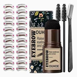 gidehome eyebrow stamp stencil kit, one step eye brown eyebrow powder kit, long lasting waterproof eyebrow makeup, eyebrow stencils eyebrows shape reusable with 8 reusable eyebrow stencils dark brown