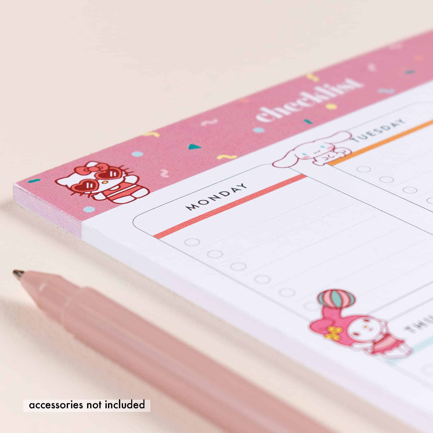 Hello Kitty Checklist Notepad - Stay On Top of Daily, Weekly and Assorted Tasks. Achieve Your Goals. Paper Is 80 lb. Text Weight. 1 Notepad, 25 Pages by Hello Kitty x Erin Condren.