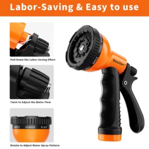 Besiter Garden Hose Nozzle Sprayer: 2 Pack 10 Watering Patterns Spray Nozzles Heavy Duty Hose Head Hose Attachment