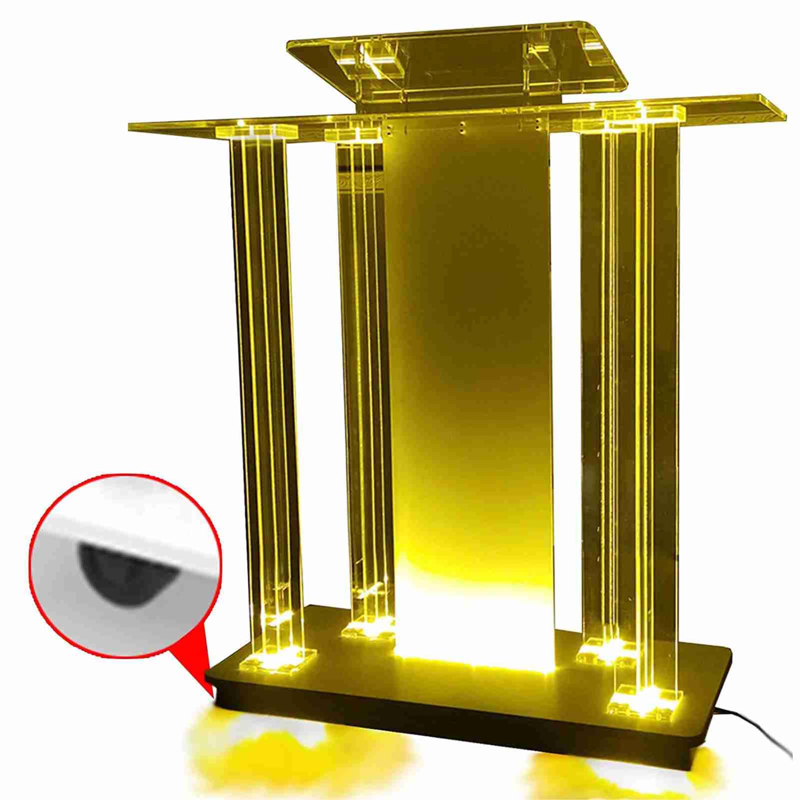 WEOBNAQ Transparent Acrylic Podium with Wheels, pulpits for Churches, Rolling Podium Floor Podium with Light,for Conference Room Church Company Transparent 100x40x116cm