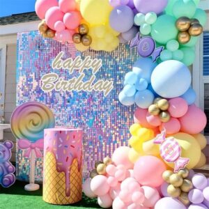 Shimmer Wall Backdrop Iridescent Panels Sequin Wall Panels Glitter 24 Panels Square Shimmer Backdrop Decorations for Birthday Anniversary Engagement Wall