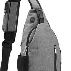 Srekky Sling Bag for Men, Crossbody Sling Backpack Travel Hiking with Detachable Bag (15.3x8.3x2.7inch)(Grey)