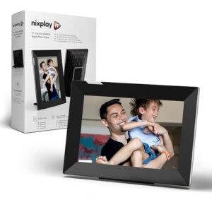 nixplay 8 inch touch screen digital picture frame with wifi (w08k), black-silver, share photos and videos instantly via email or app