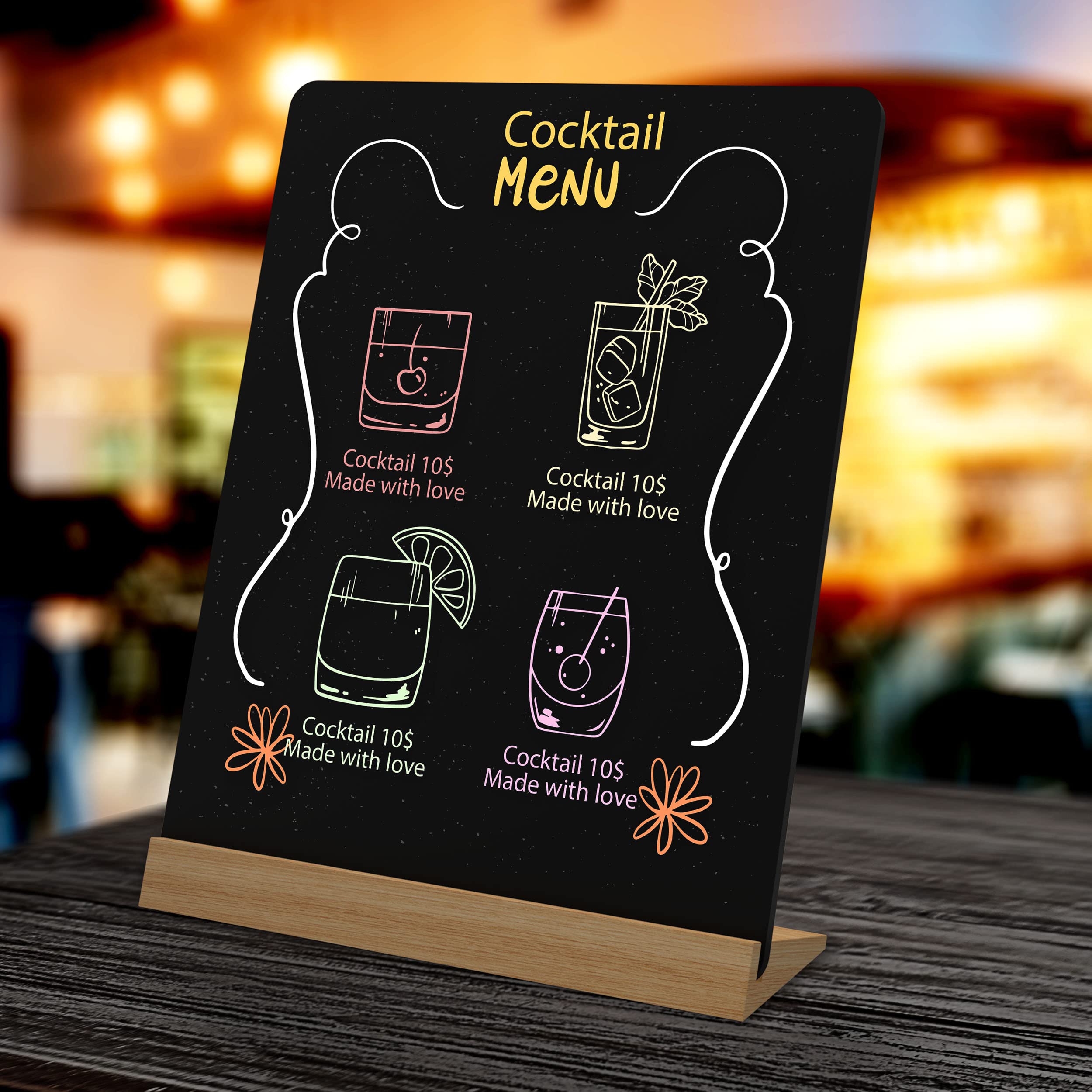 NEWNEWSHOW 8.7x12 Inch Tabletop Chalkboard with Wood Holder, Store Signs Chalkboard Menu Chalkboard Stand, Message Board, Bar and Special Event Decorations, Double-Sided Painting