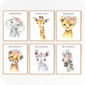 lovedmore baby safari nursery wall decor | animal wall art prints set of 6 posters | jungle nursery room decor for baby kids (unframed 8x10 inch)